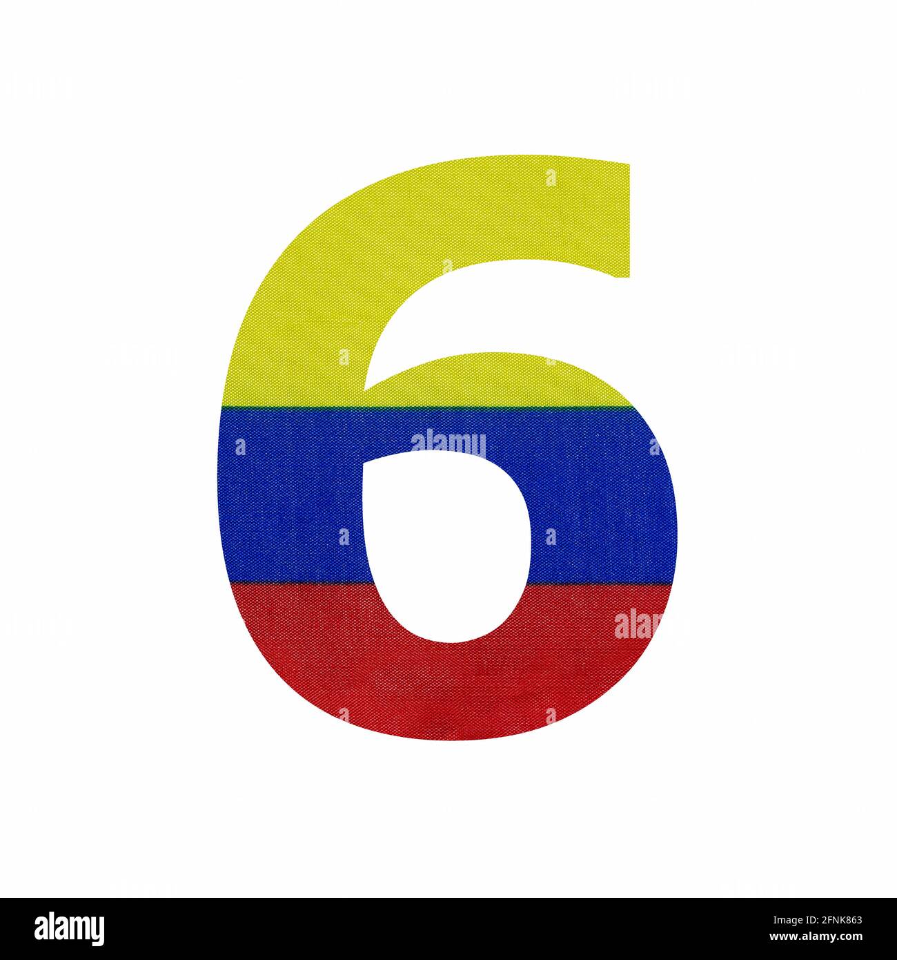 Digit number 6 - Colombia flag colors Stock Photo - Alamy