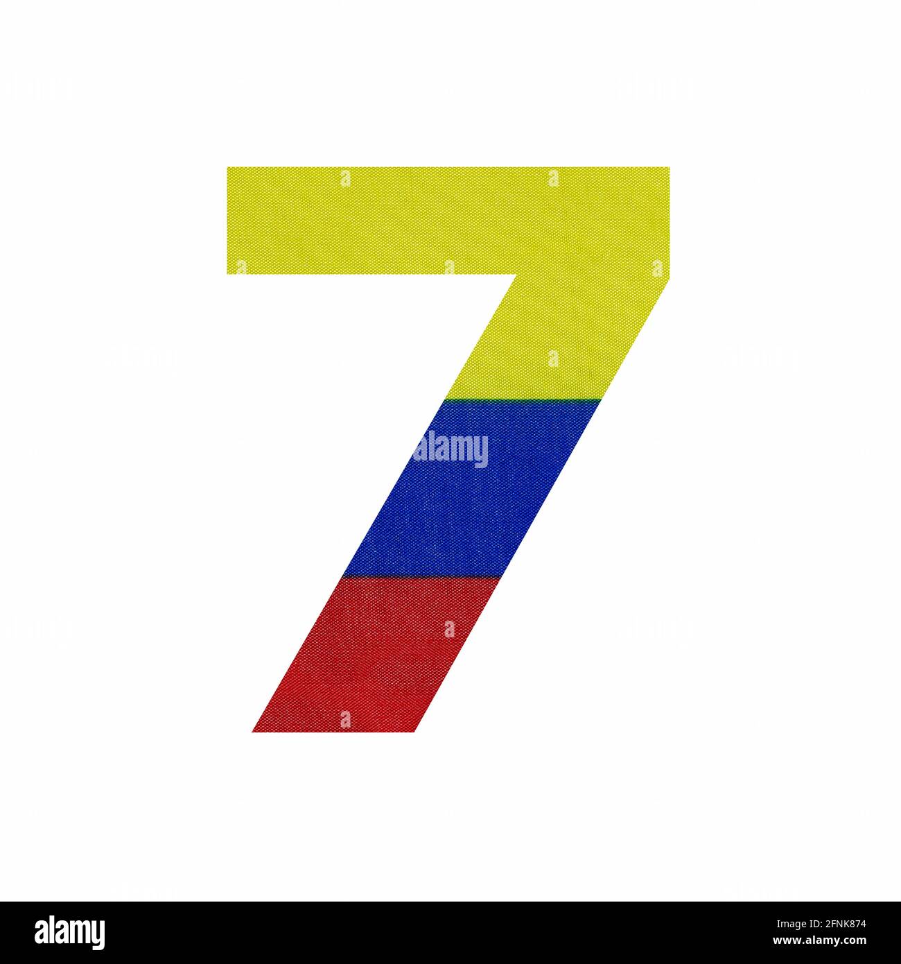 Number digit seven - Colombia flag colors Stock Photo - Alamy