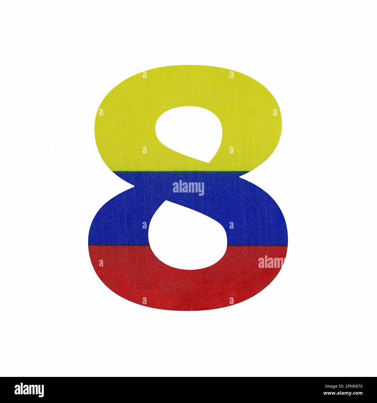 Digit number 8 - Colombia flag colors Stock Photo - Alamy