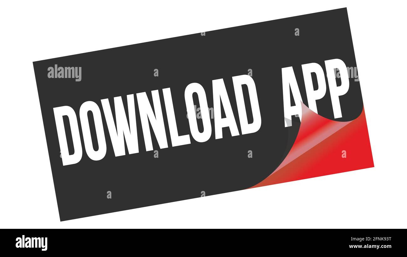 DOWNLOAD APP text written on black red sticker stamp Stock Photo - Alamy