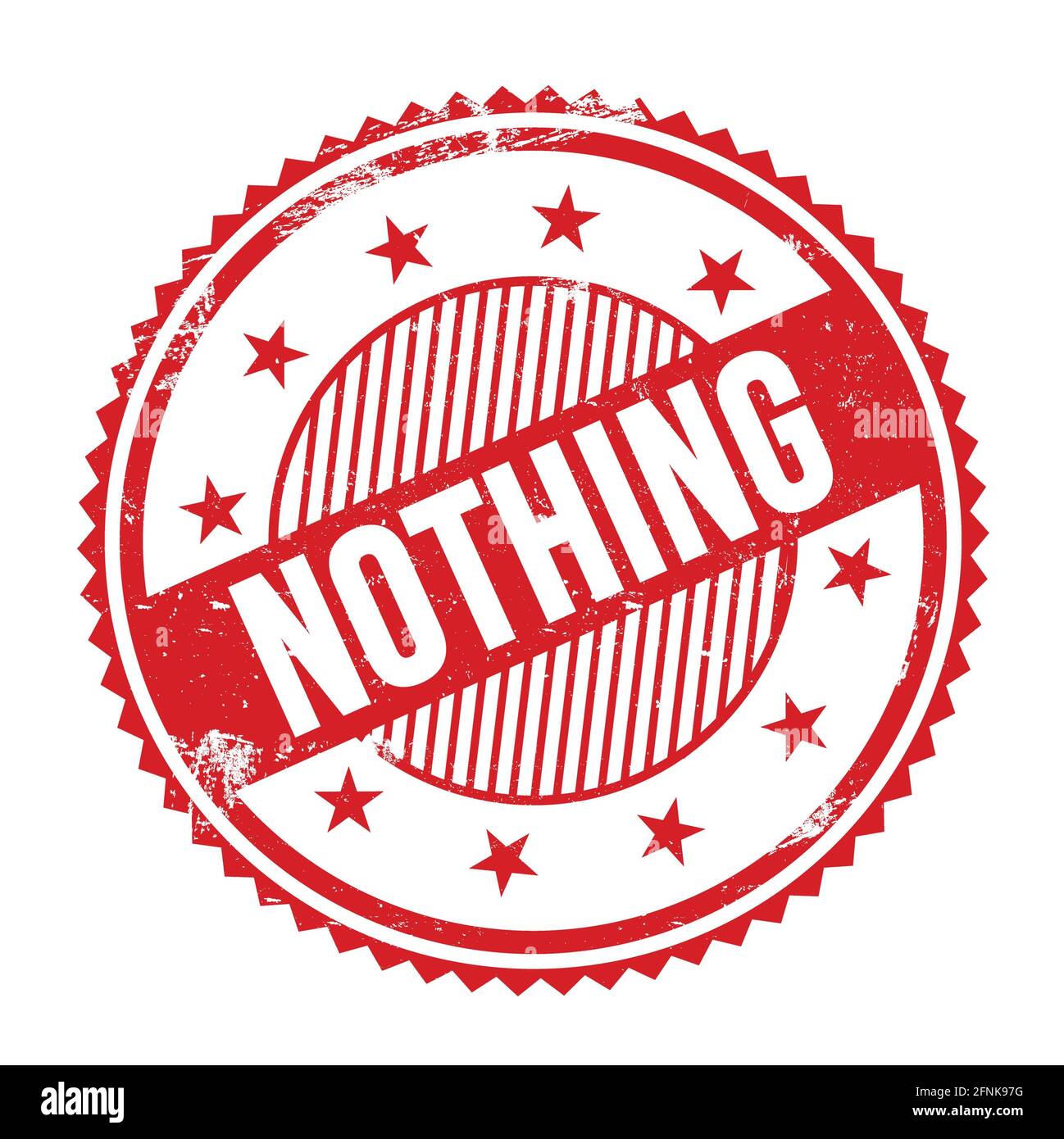 NOTHING text written on red grungy zig zag borders round stamp Stock ...