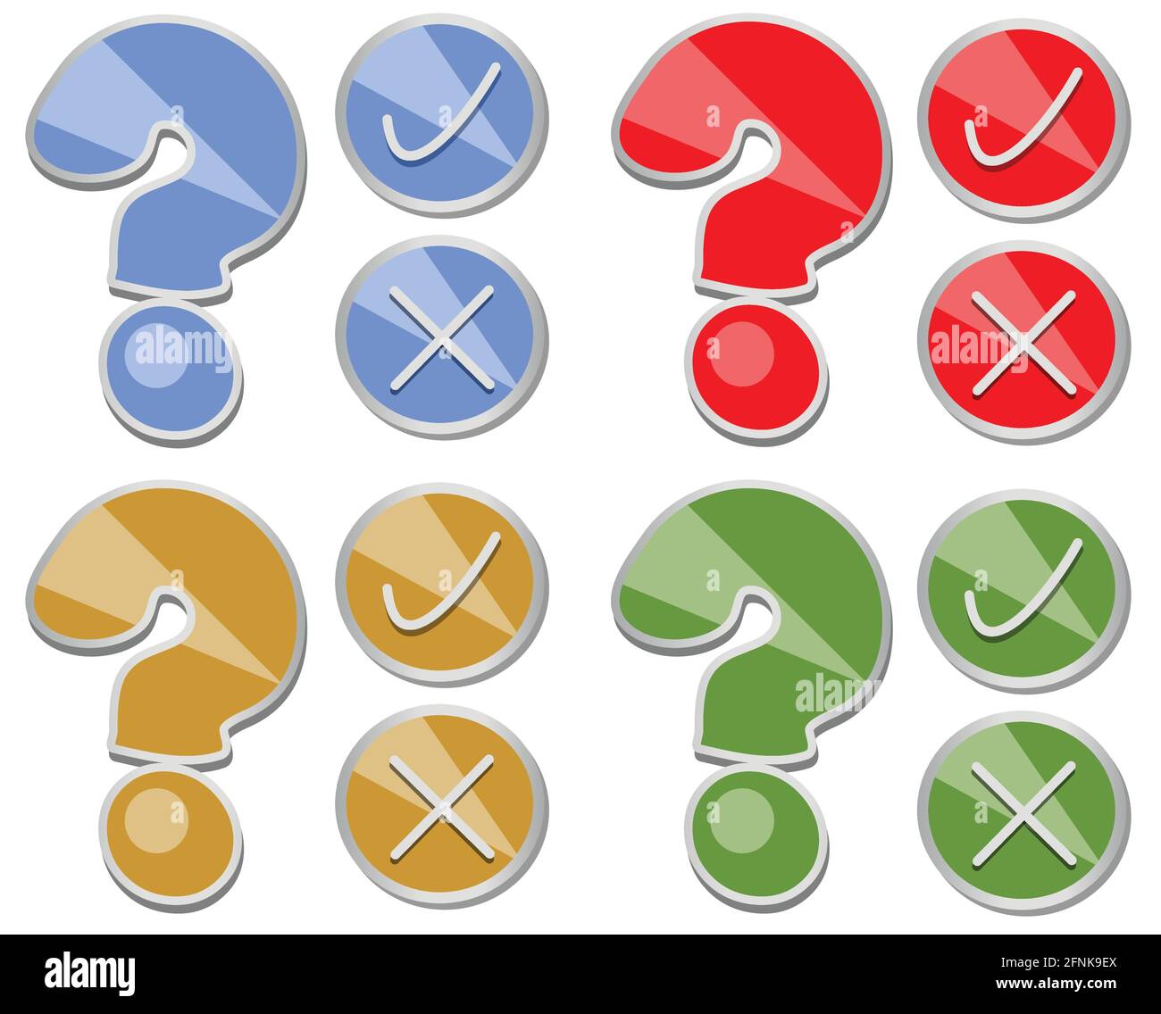 Question mark, yes, no, set of quiz button in four color variants Stock ...