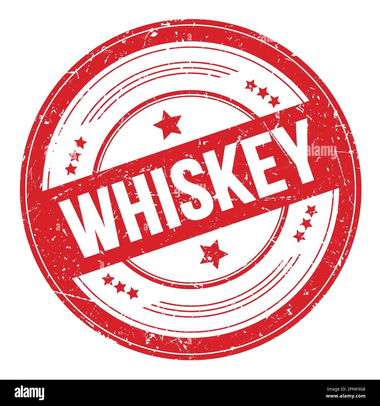 WHISKEY text on red round grungy texture stamp Stock Photo - Alamy