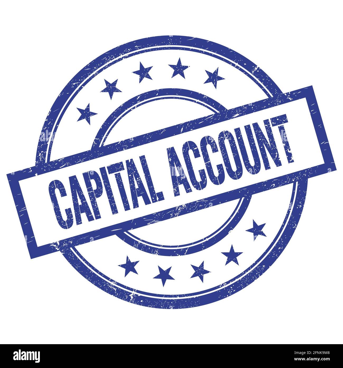 CAPITAL ACCOUNT text written on blue round vintage rubber stamp Stock ...