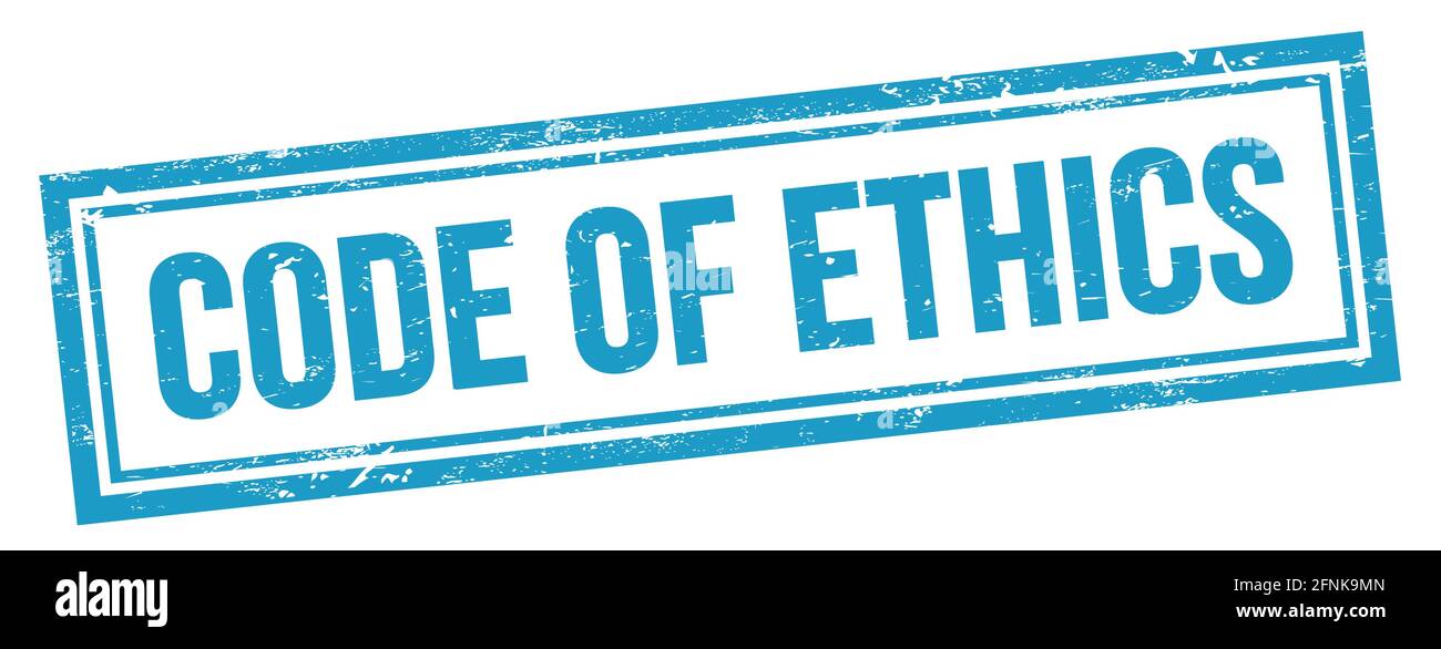 CODE OF ETHICS text on blue grungy vintage rectangle stamp Stock Photo ...