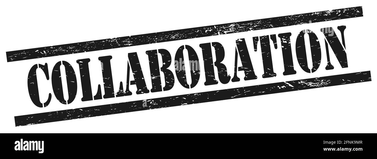 COLLABORATION text on black grungy rectangle vintage stamp Stock Photo ...