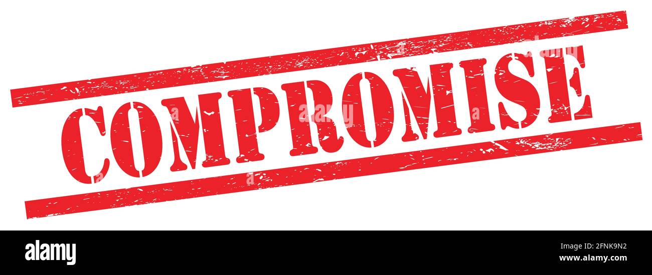 COMPROMISE text on red grungy rectangle vintage stamp Stock Photo - Alamy