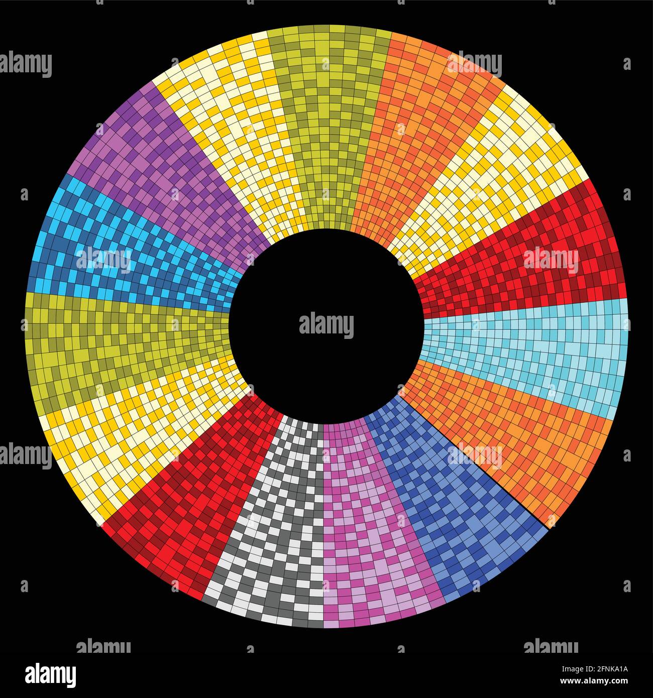 Circle object designed as mosaic circular sector on black area for ...