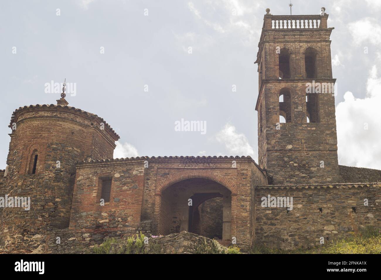 Ancient abandoned Mosque in Almonaster la Real, Spain under a cloudy ...