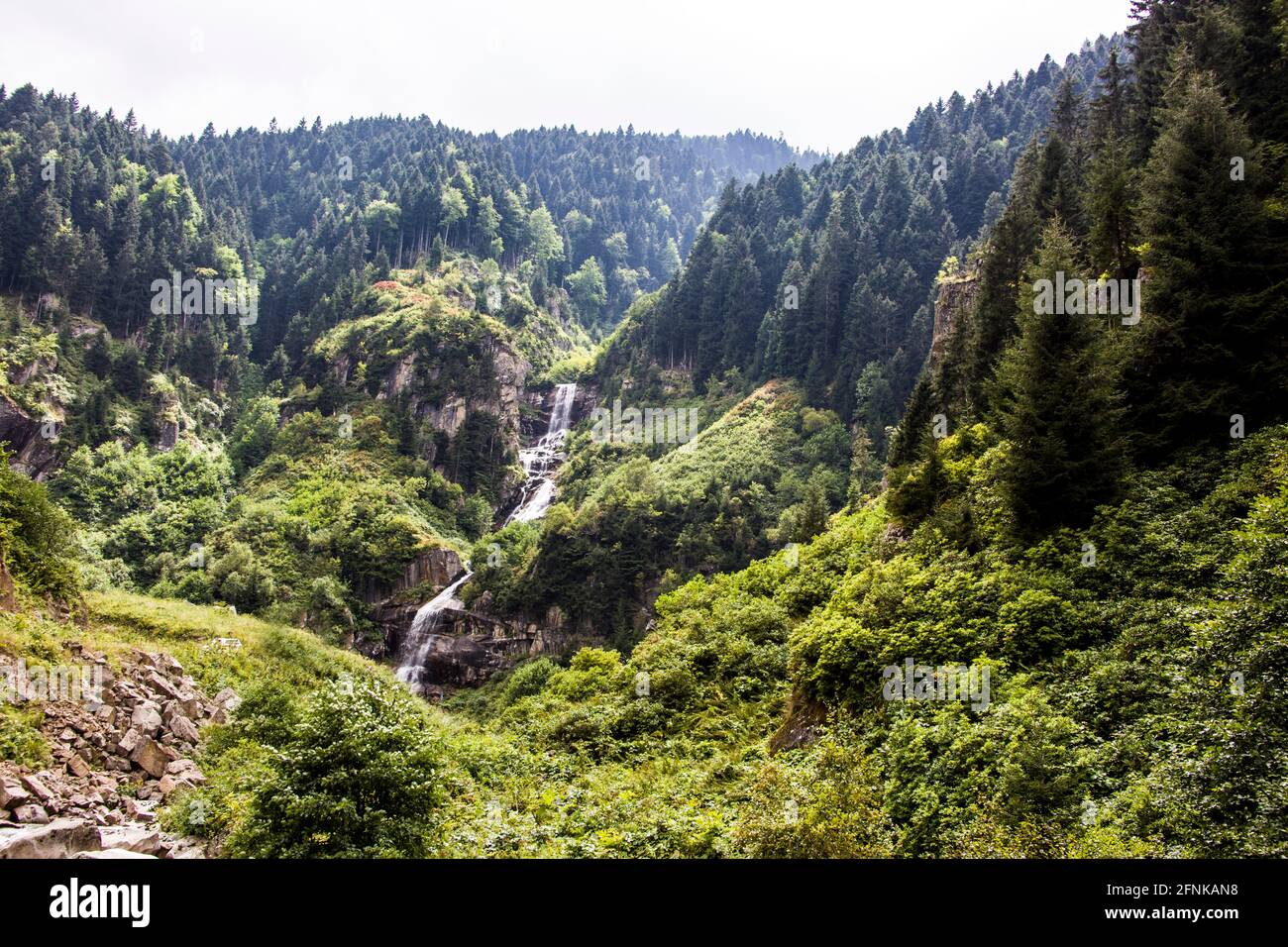 Impressive view of the waterfalls in Rize, Turkey, in harmony with ...