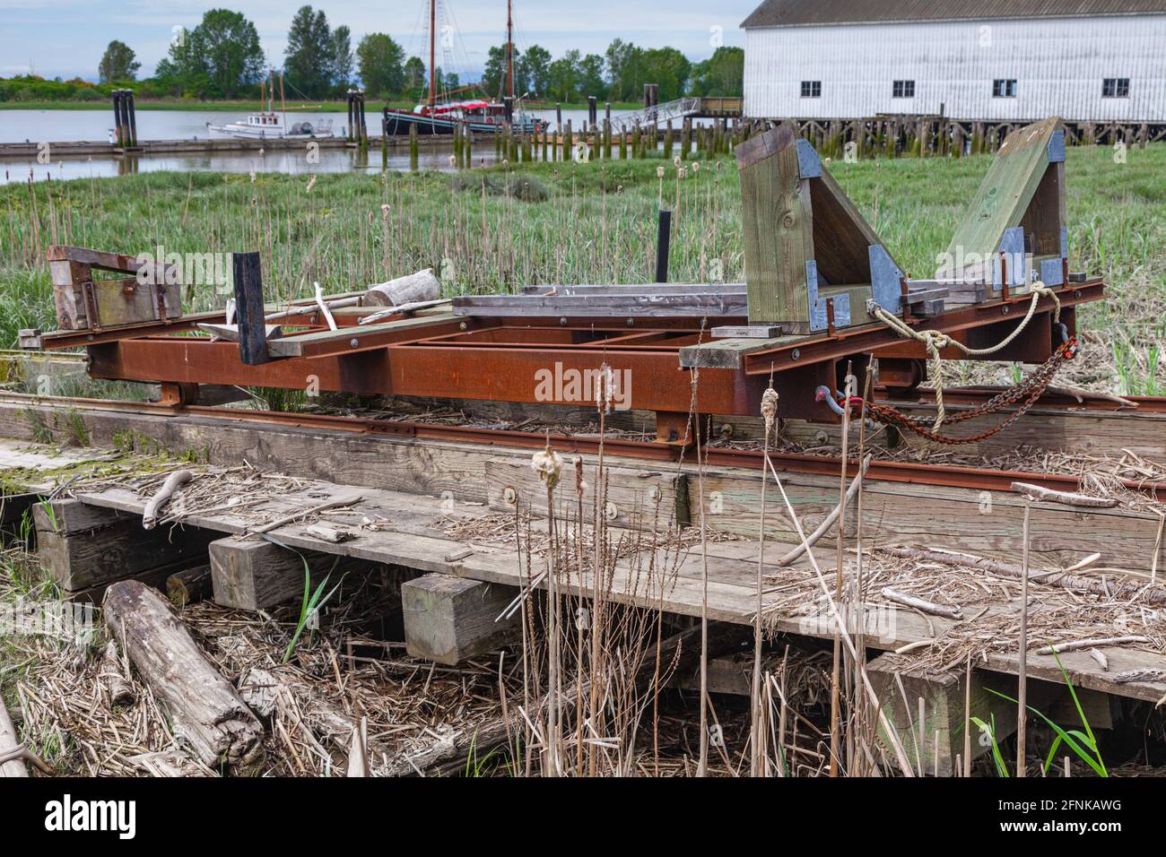 Neglected boat ramp on wheels by the heritage Britannia Ship Yard in ...