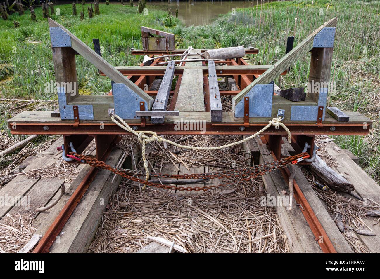 Neglected boat ramp on wheels by the heritage Britannia Ship Yard in ...