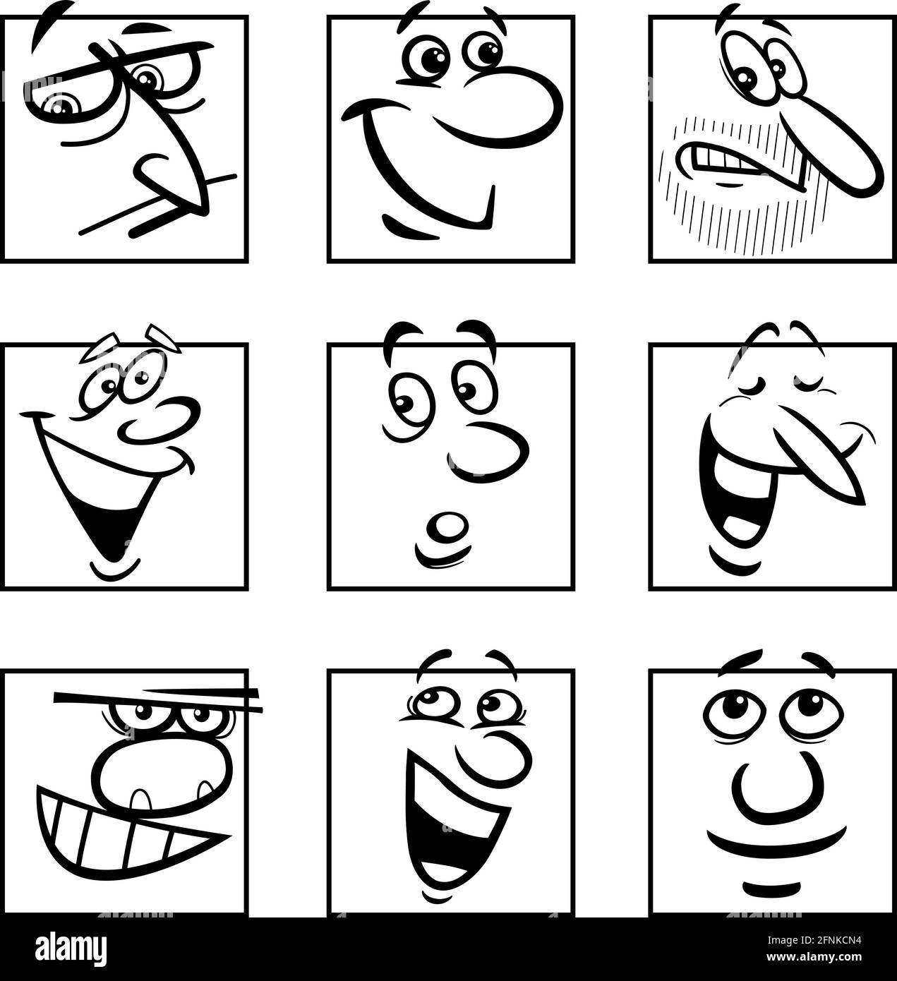 Black and white cartoon illustration of funny comics characters or ...