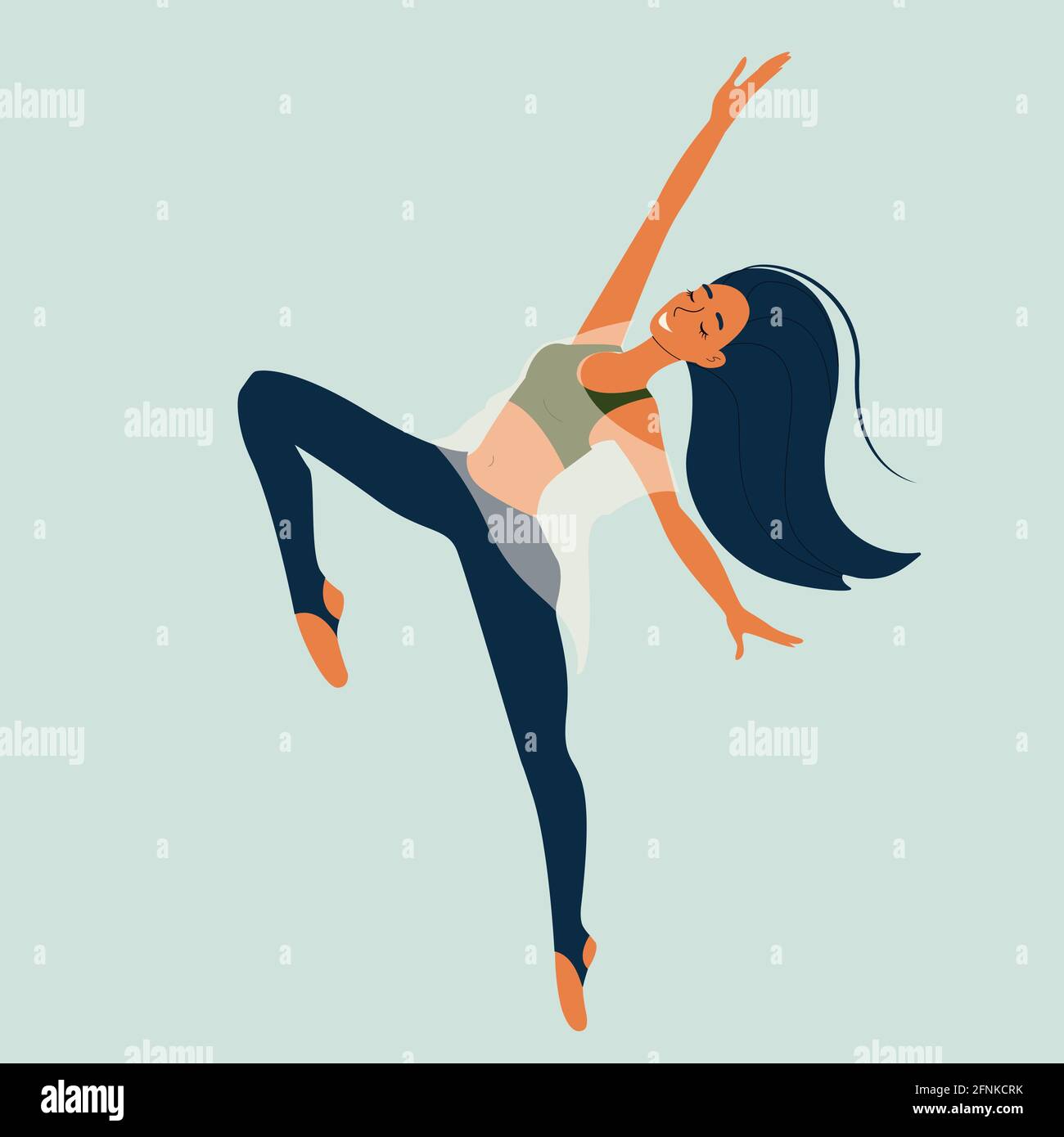 Young girl dancing modern dance, dancer in graceful pose, female ...