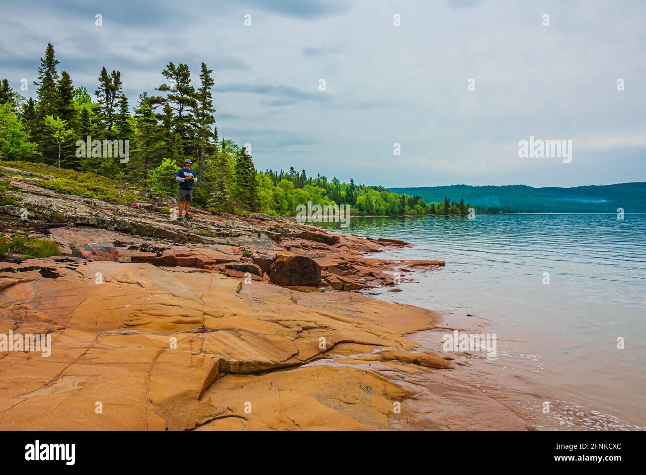 Kama Bay Lake Superior Nipigon Ontario Canada Red and Orange Rock Beach ...