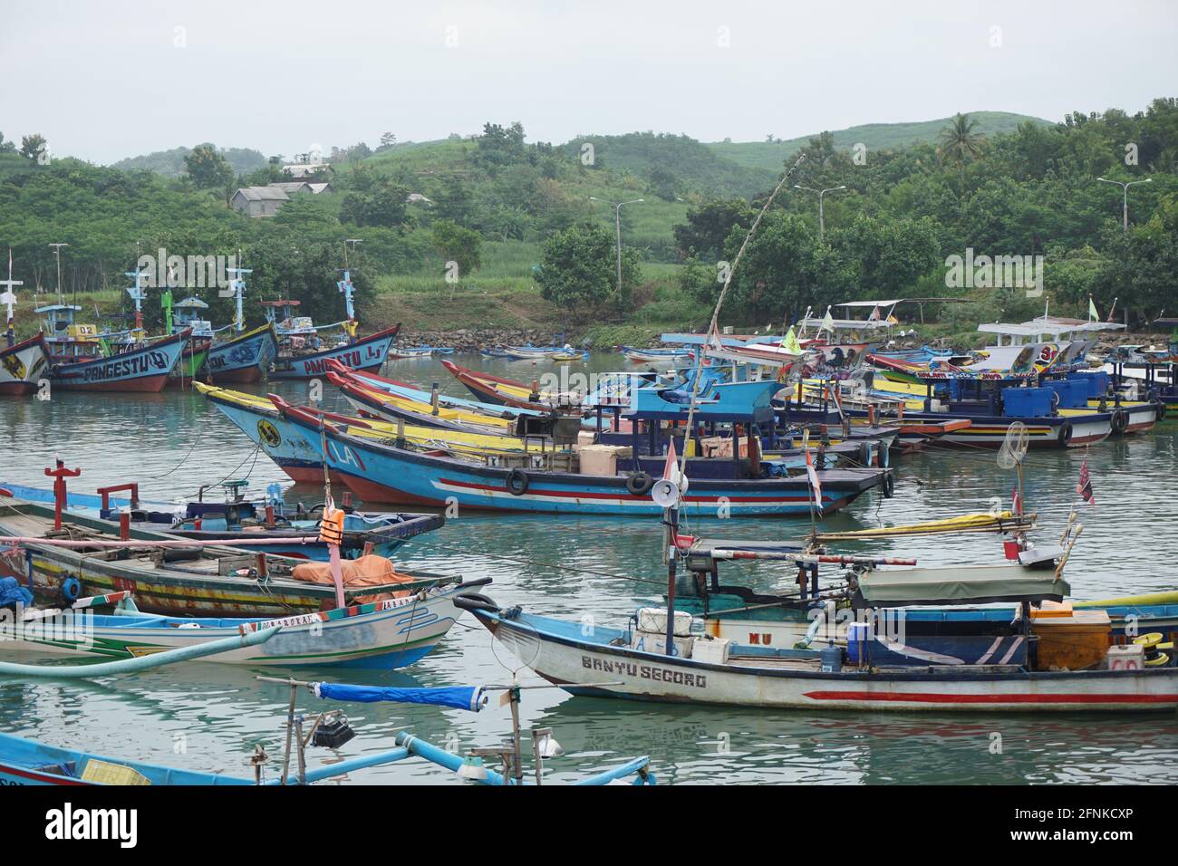 Traditional boat on Tambakrejo beach Stock Photo - Alamy