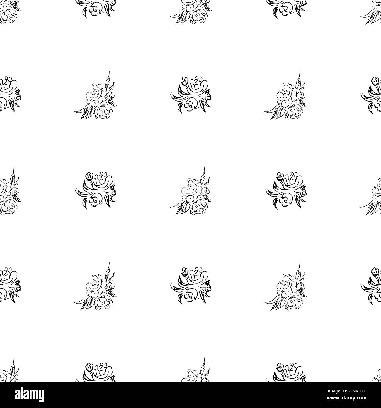 Doodle simple vector seamless pattern of hand-drawn peonies. Seamless ...