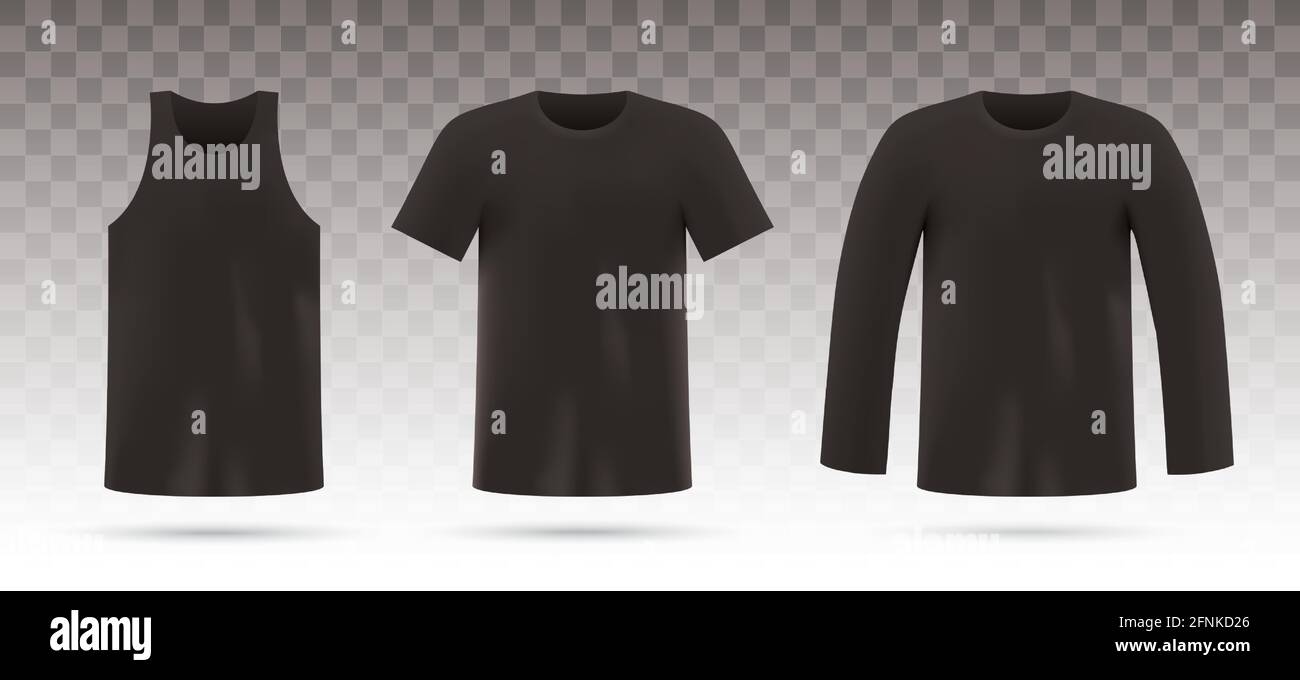 Vector set of black shirts, isolated on background Stock Vector Image ...