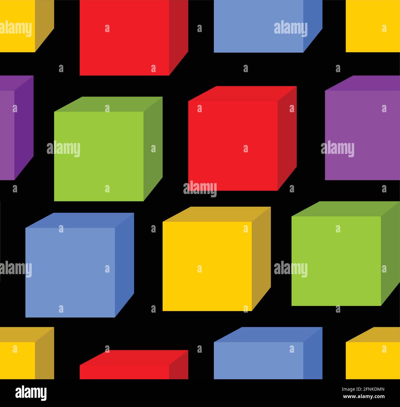 Seamless background with rainbow cube patterns on the black area Stock ...