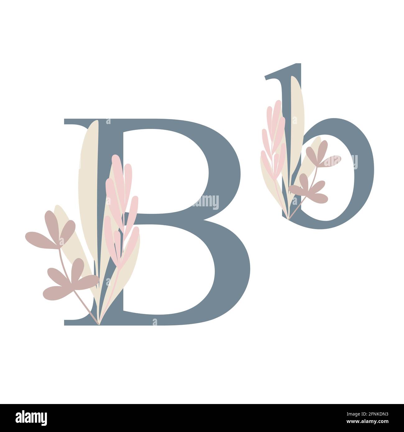 Letters of alphabet decorated with flowers, floral monogram vector ...