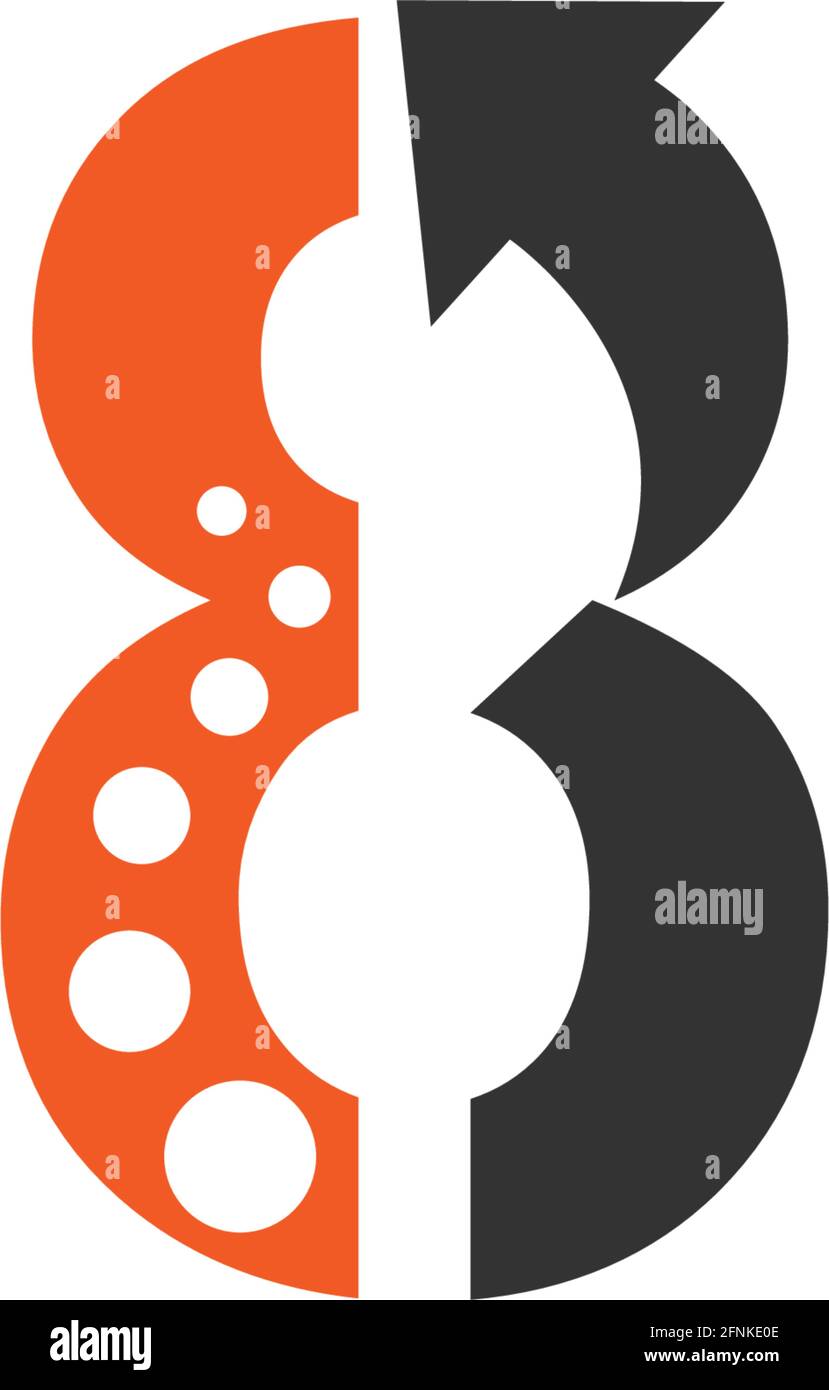 Number 8 logo with arrow icon design vector template Stock Vector Image ...