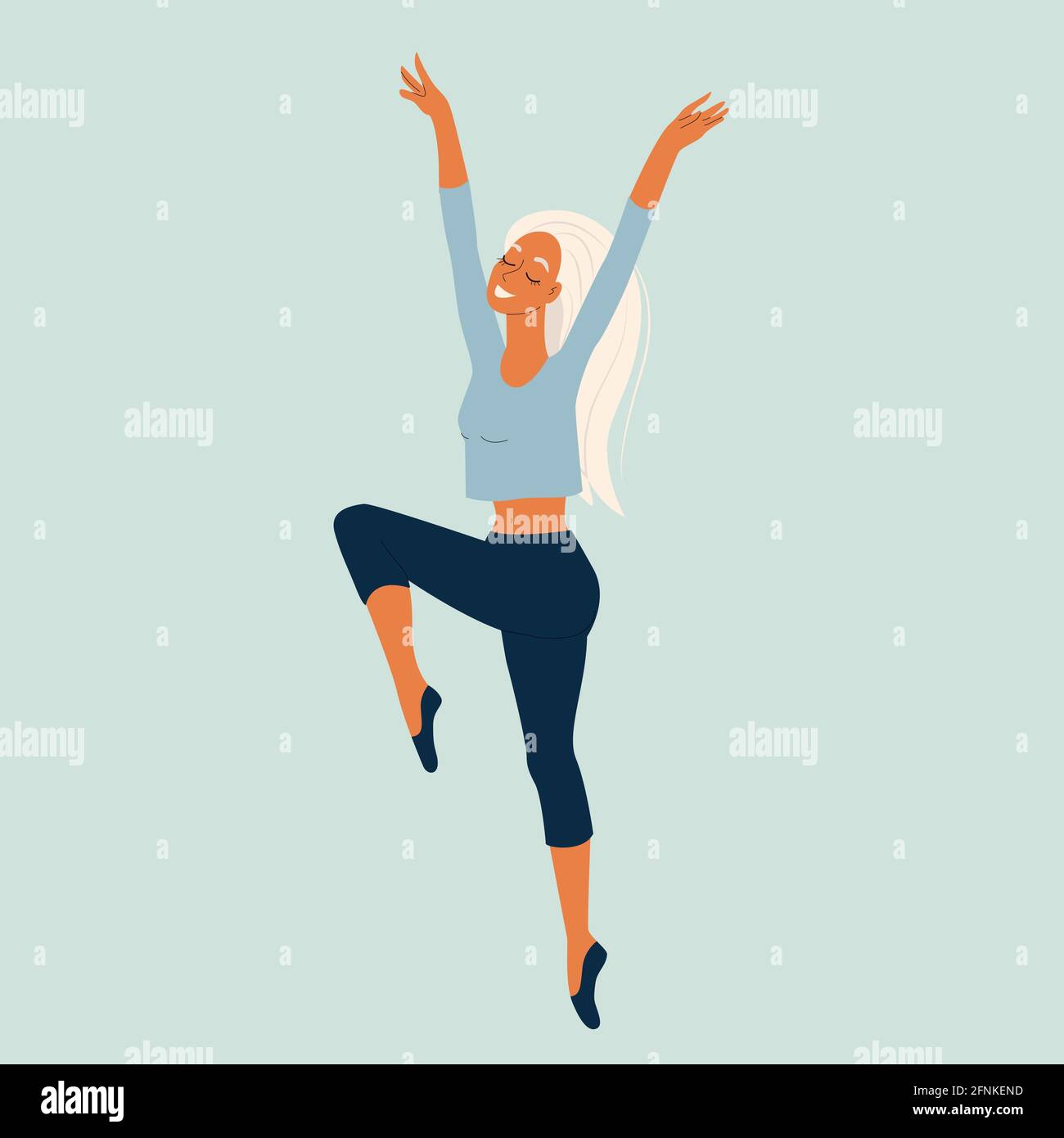 Young girl dancing modern dance, dancer in graceful pose, female ...