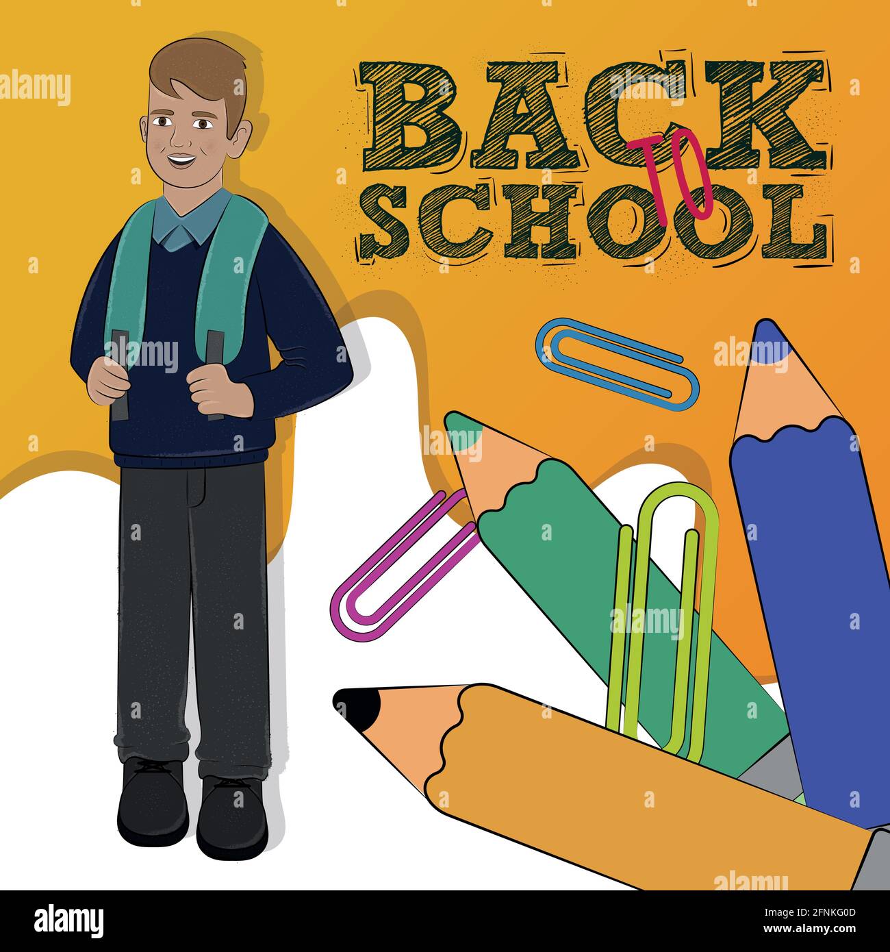 Back to school poster with a happy kid Stock Vector Image & Art - Alamy