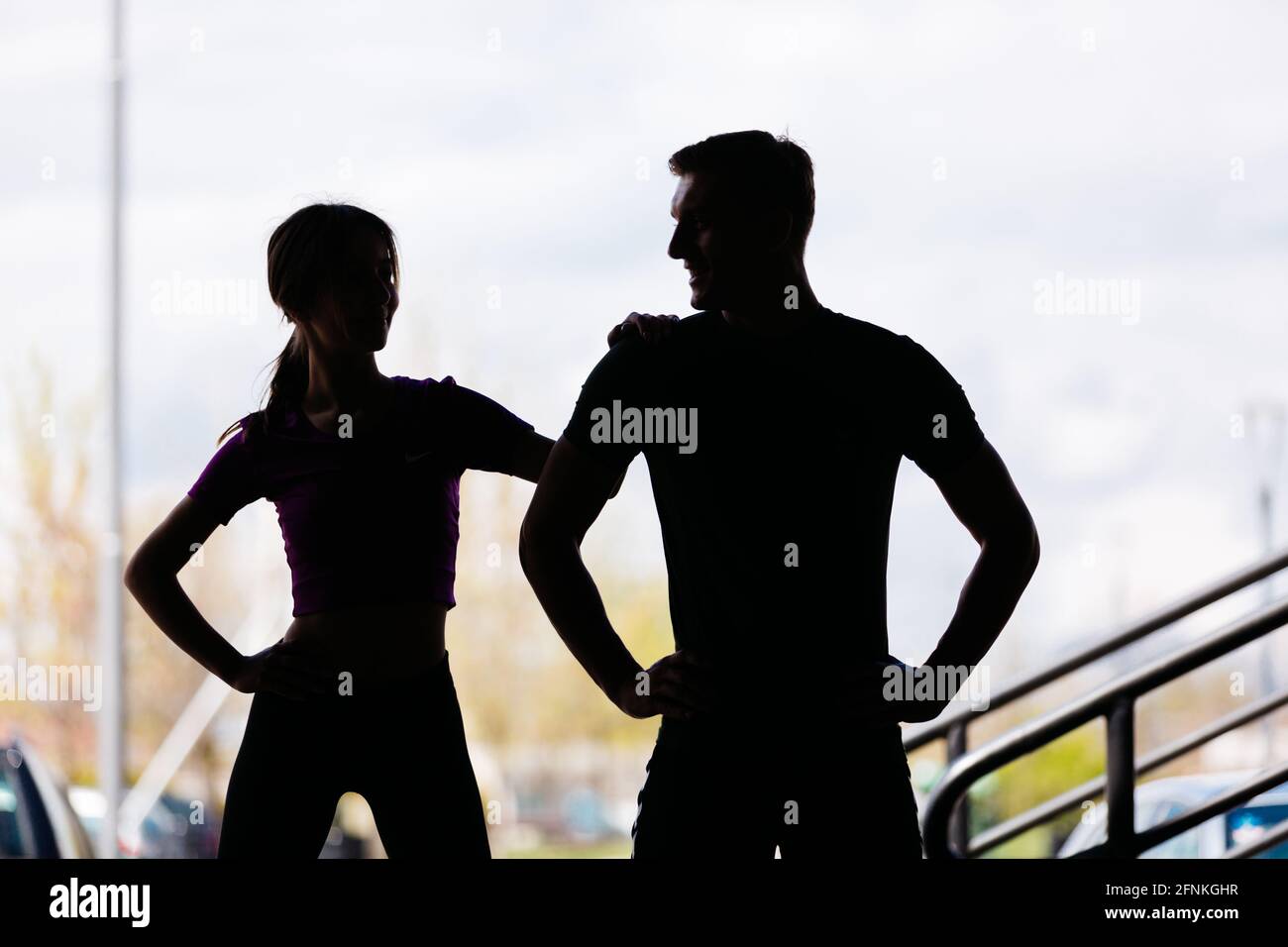 couple woman man exercising workout fitness aerobics posture in ...