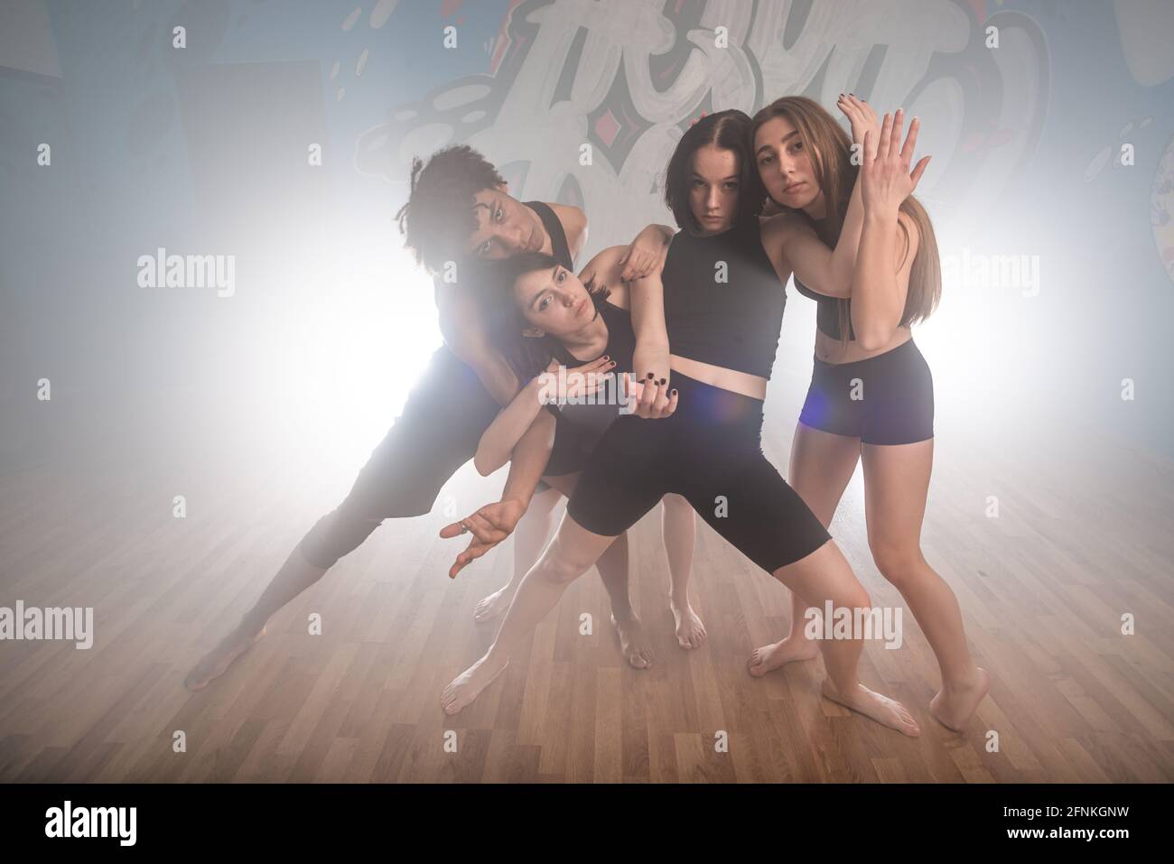 Young group of multiracial friends dancing enjoying and dancing ...