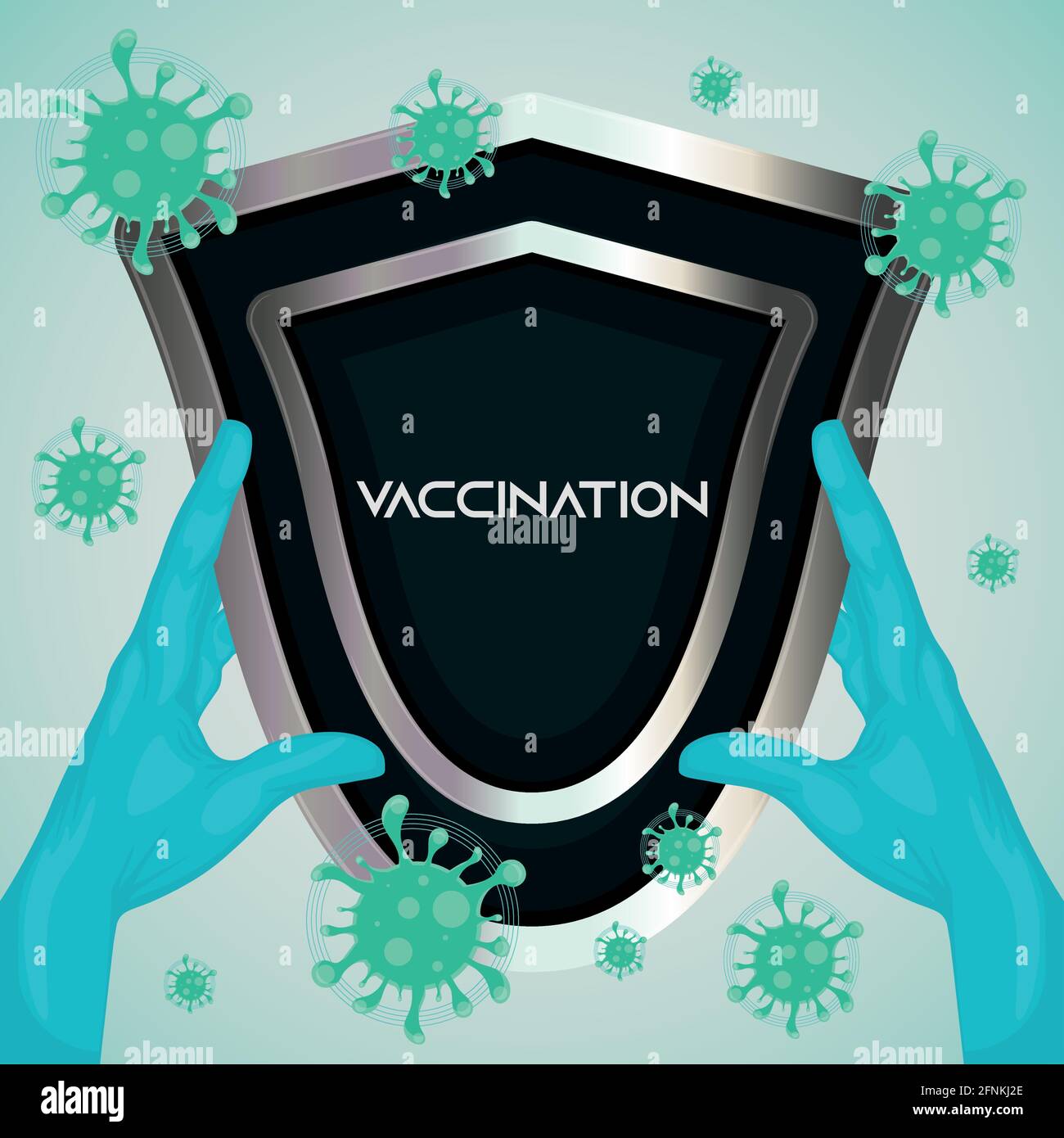 Vaccination poster with hands holding a shield Stock Vector Image & Art ...