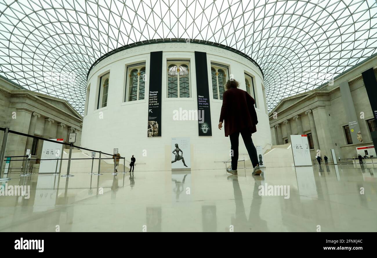 London, Britain. 17th May, 2021. People visit the British Museum in ...