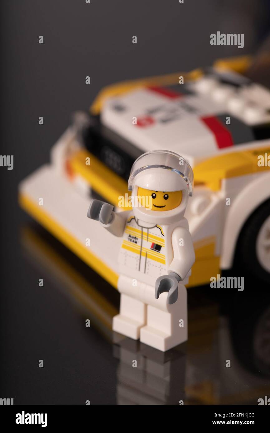 LEGO Audi Quattro rally car on a reflective ground Stock Photo - Alamy
