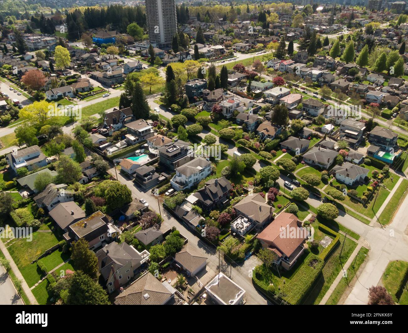 Aerial View from Above of Residential Homes in modern suburban city ...