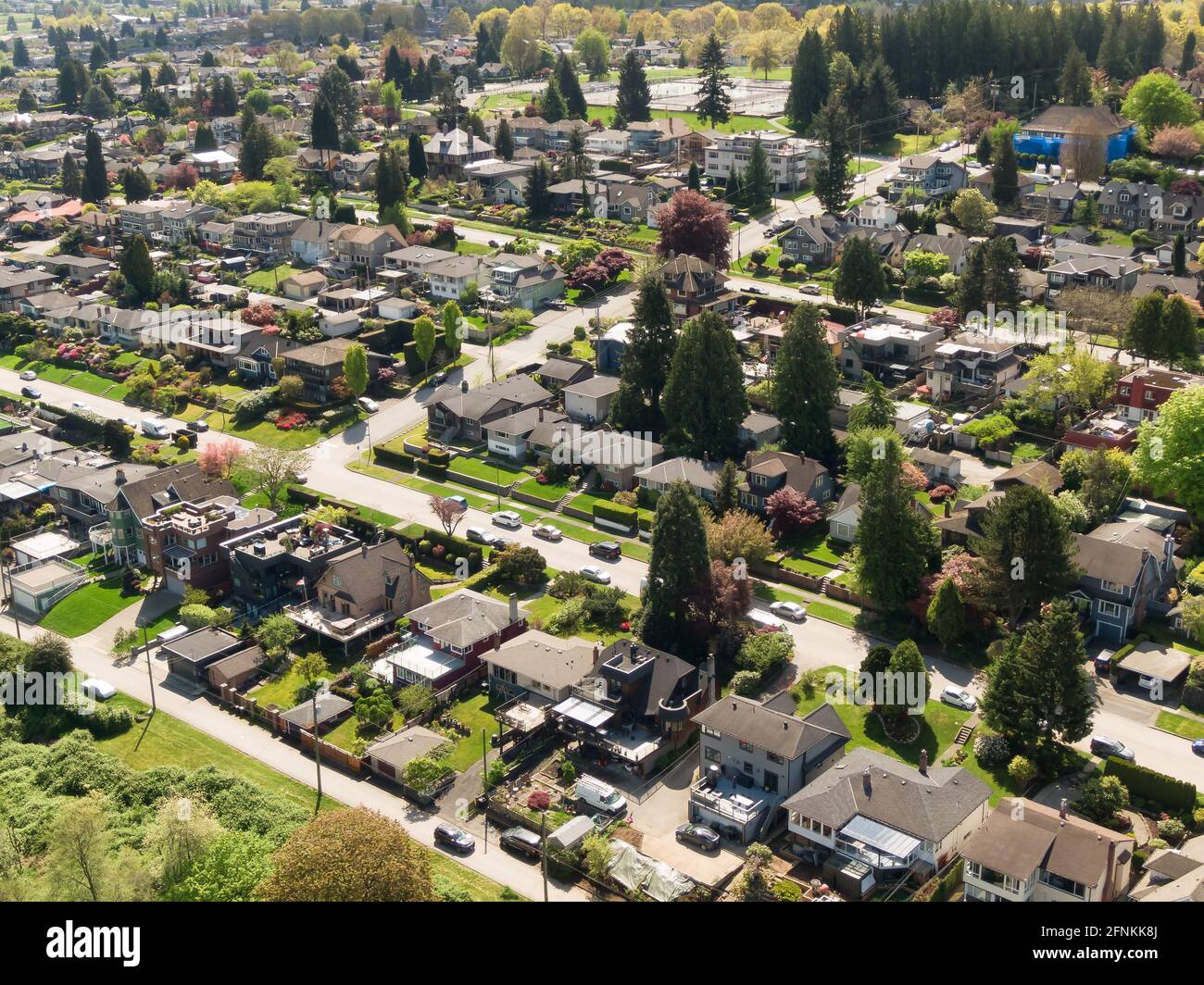 Aerial View from Above of Residential Homes in modern suburban city ...