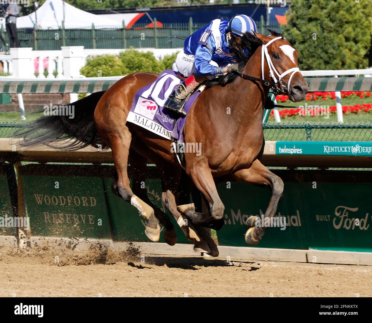 John Velazquez and Malathaat win the Longines Kentucky Oaks Stock Photo ...