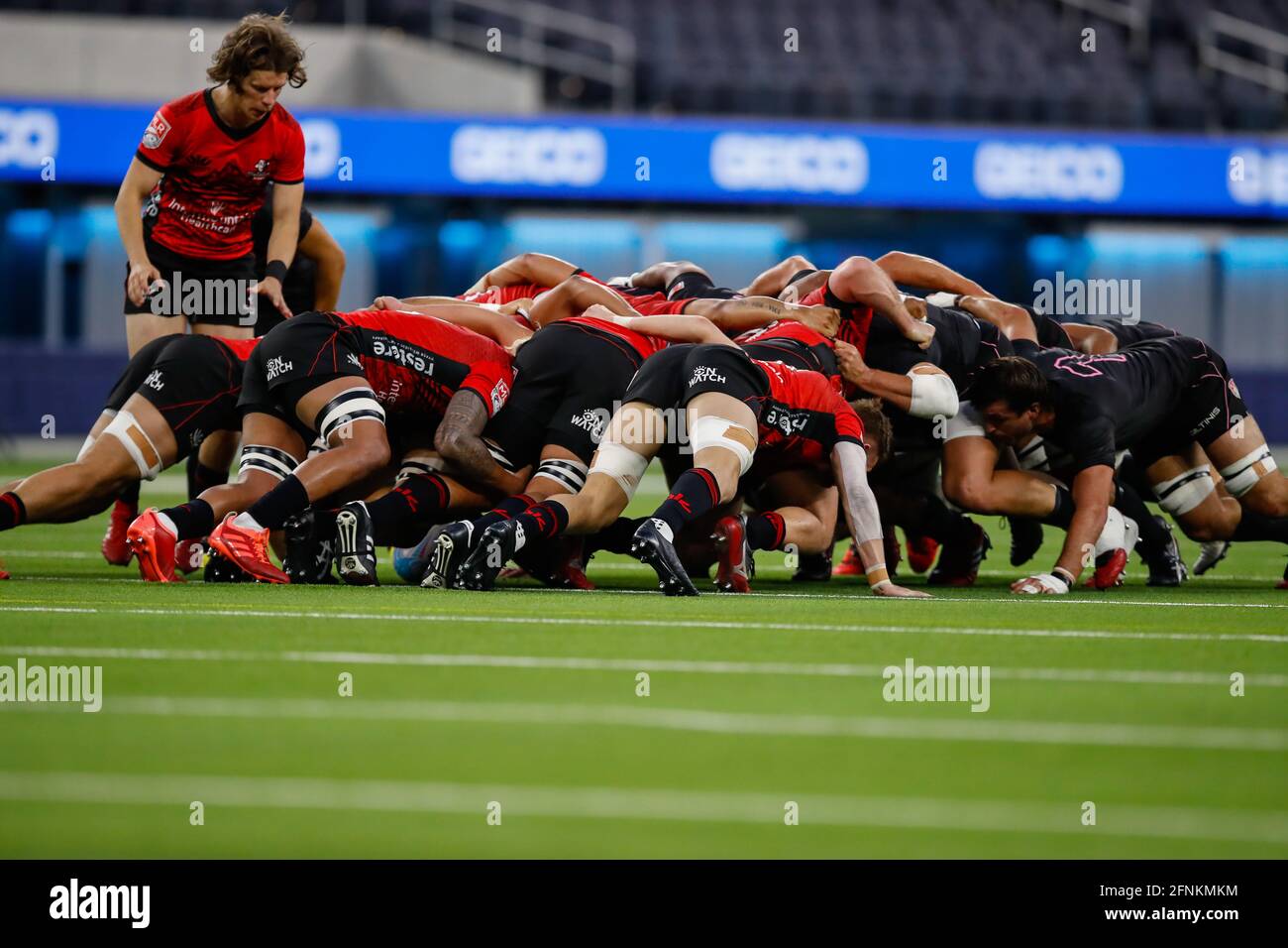 Teams locked up during the Major League Rugby match between Utah ...