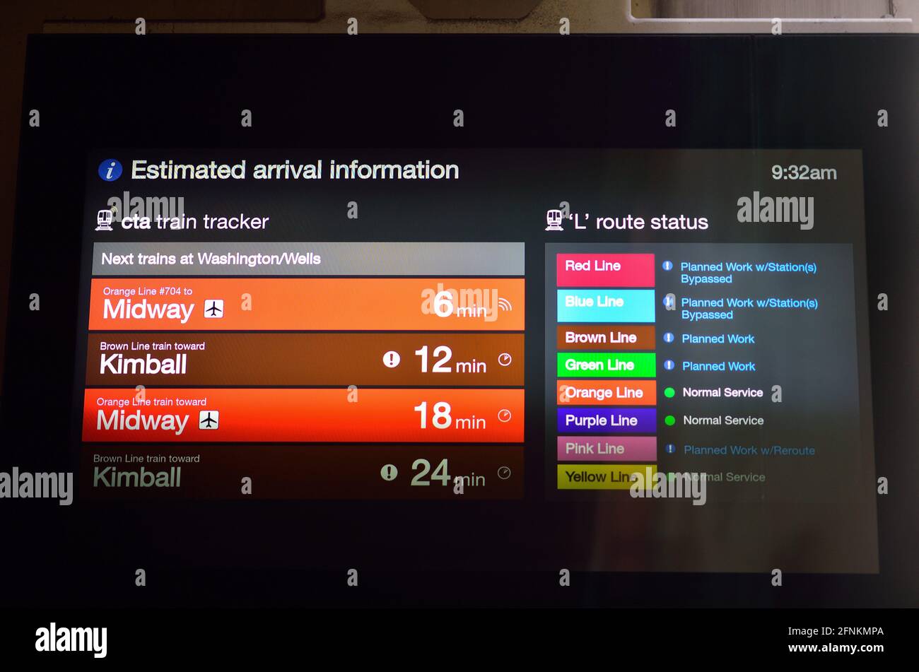Chicago, Illinois, USA. A CTA L route arrival and destination ...