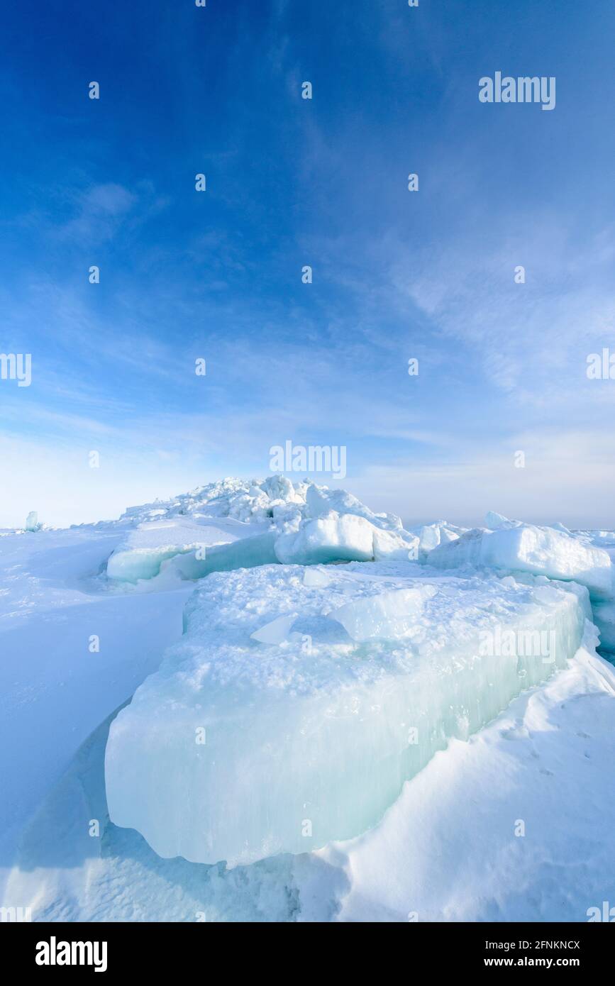 Ice formations on the frozen Bering Sea near Nome, Alaska Stock Photo ...