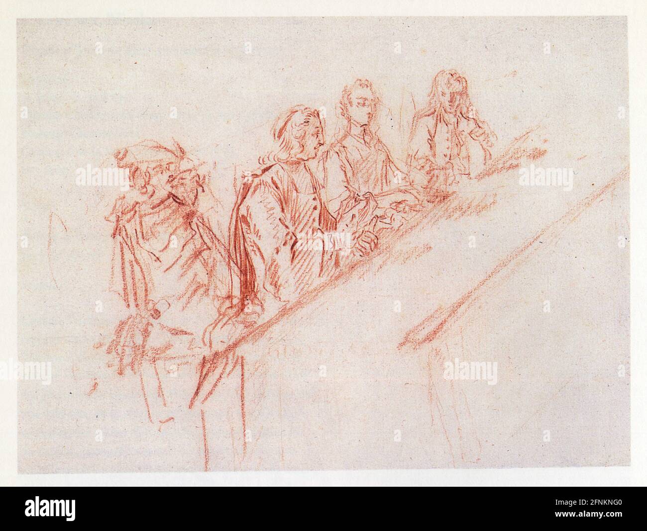 Nicolas Lancret. Étude pour quatre personnages assis devant une table ...