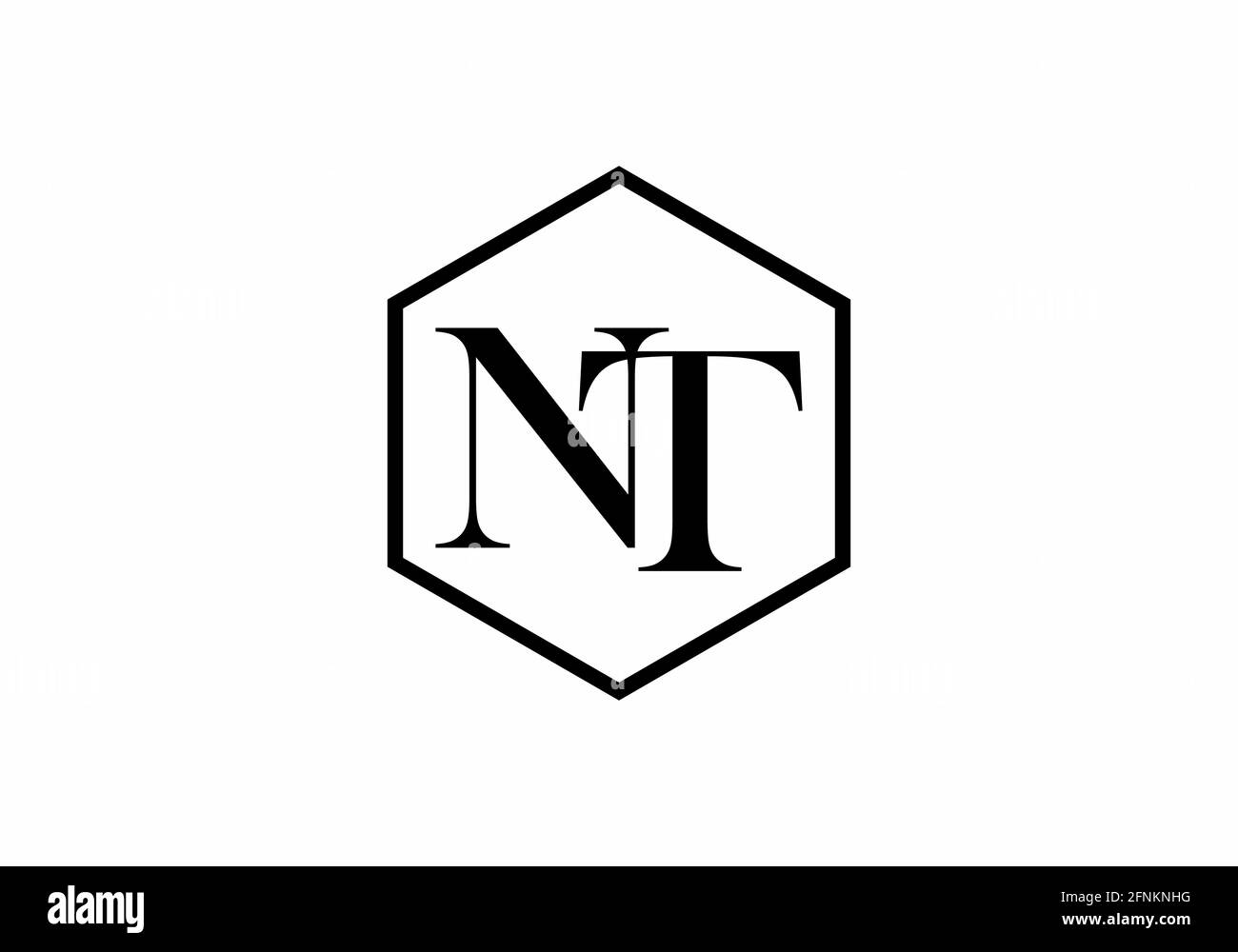Black NT initial letter in hexagon shape design Stock Vector Image ...