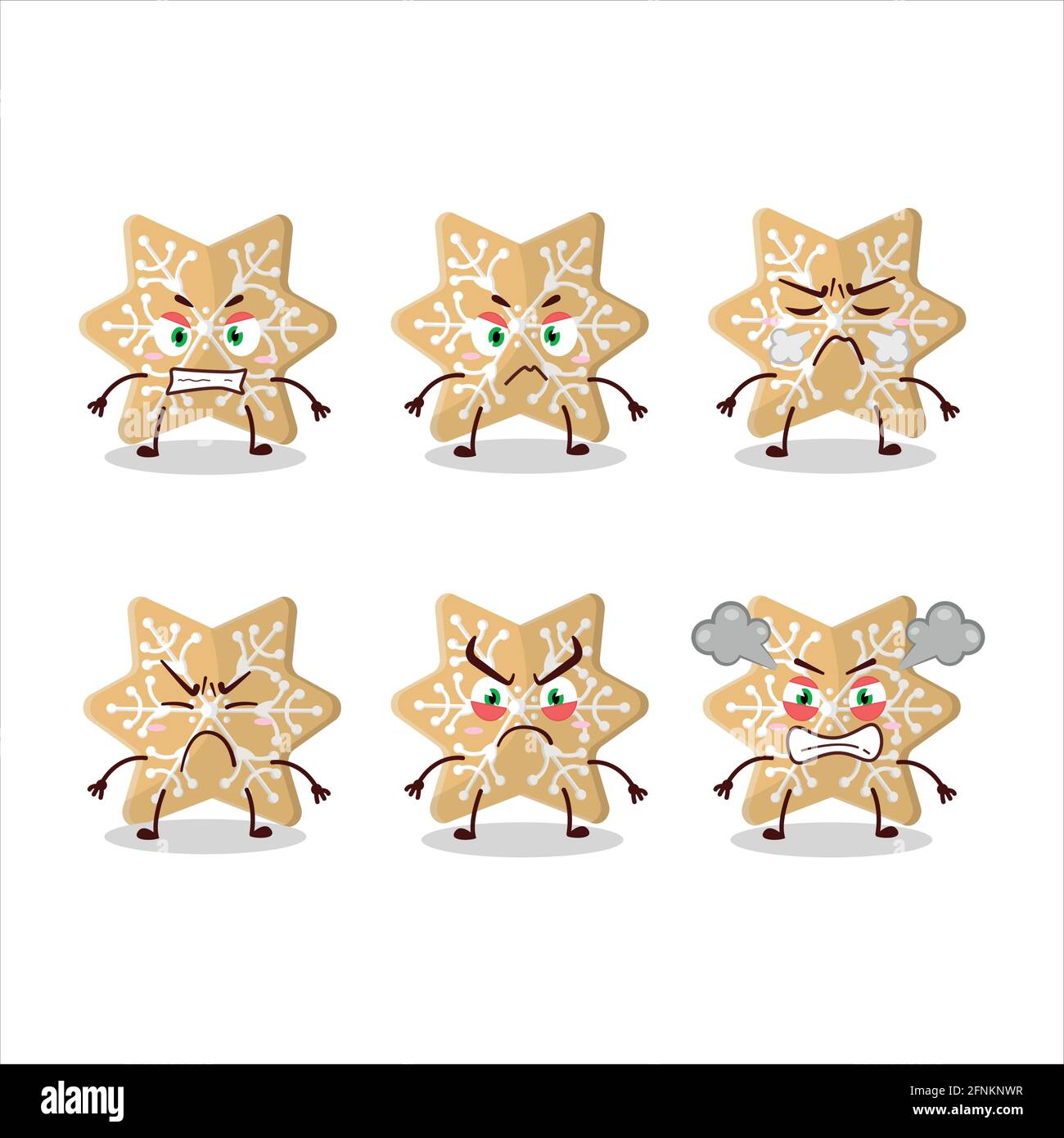 Cookies snow cartoon character with various angry expressions. Vector ...