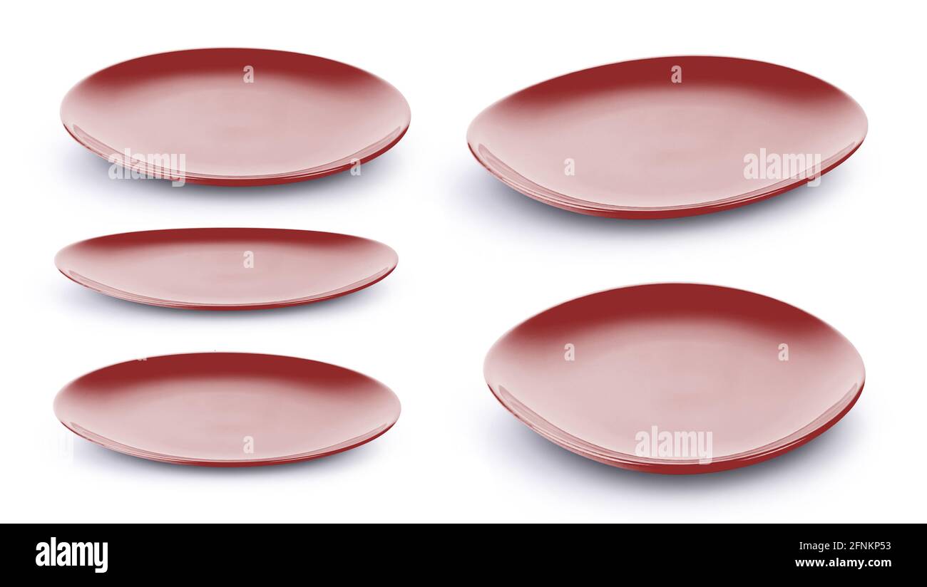 set of plate on white background Stock Photo - Alamy