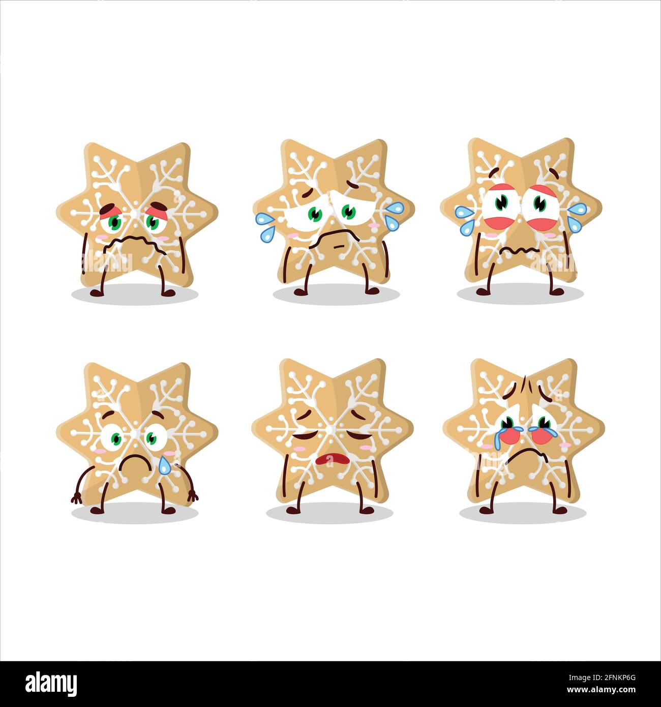 Cookies snow cartoon character with sad expression. Vector illustration ...