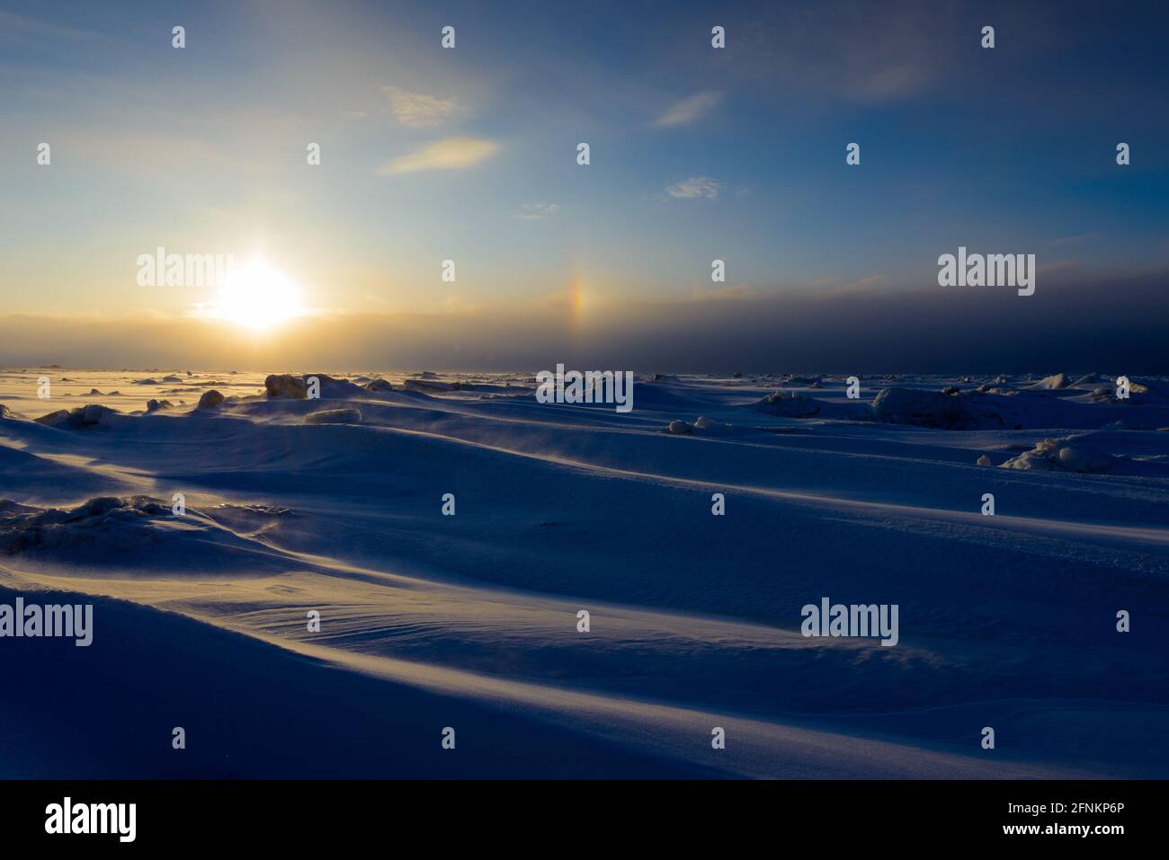 Sunrise over the frozen Bering sea, Nome, Alaska Stock Photo - Alamy