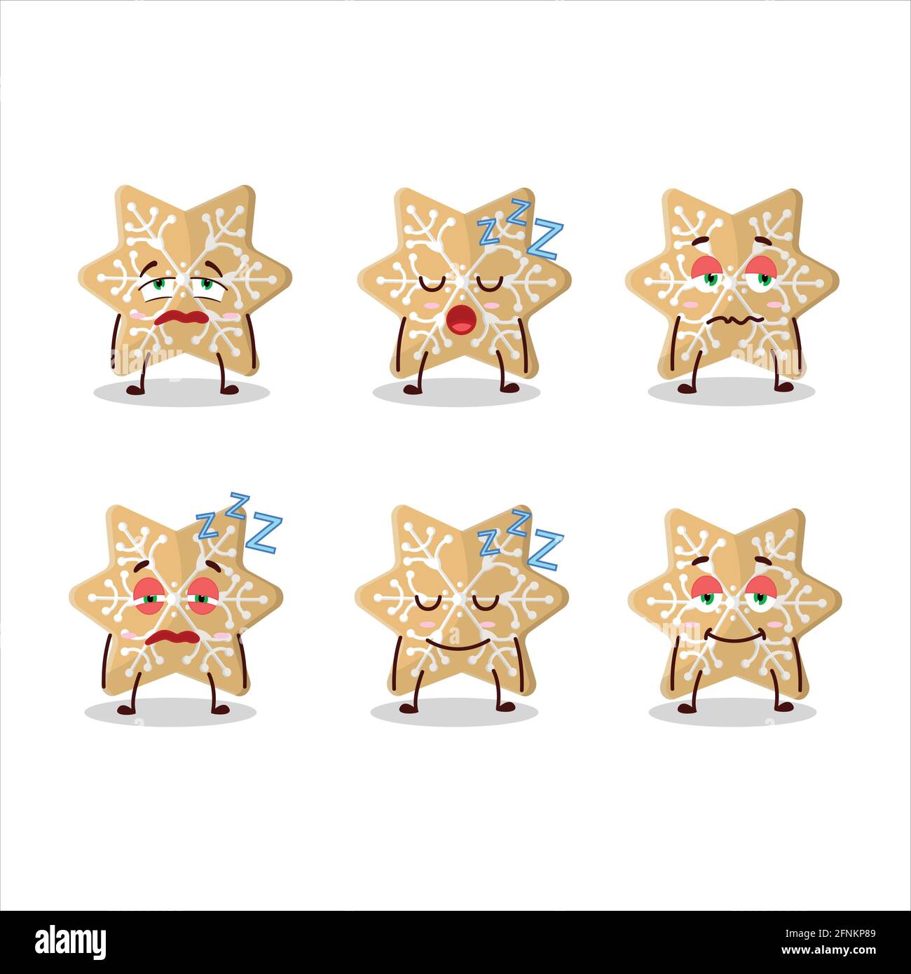 Cartoon character of cookies snow with sleepy expression. Vector ...