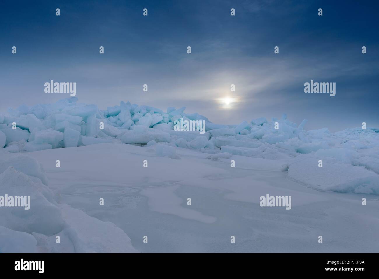 Sunrise over the frozen Bering sea, Nome, Alaska Stock Photo - Alamy