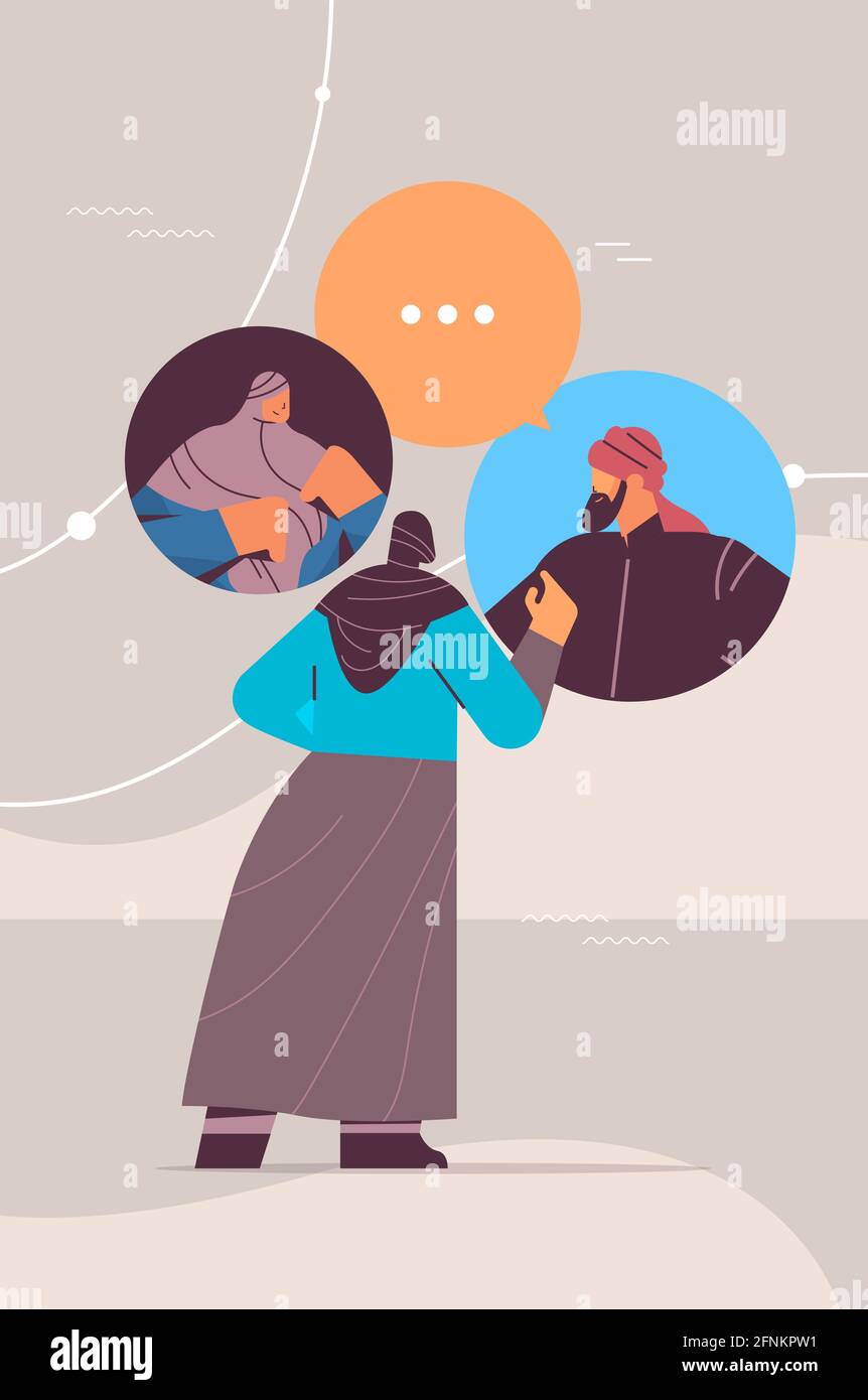 arab people chatting in messenger or social network chat bubble ...
