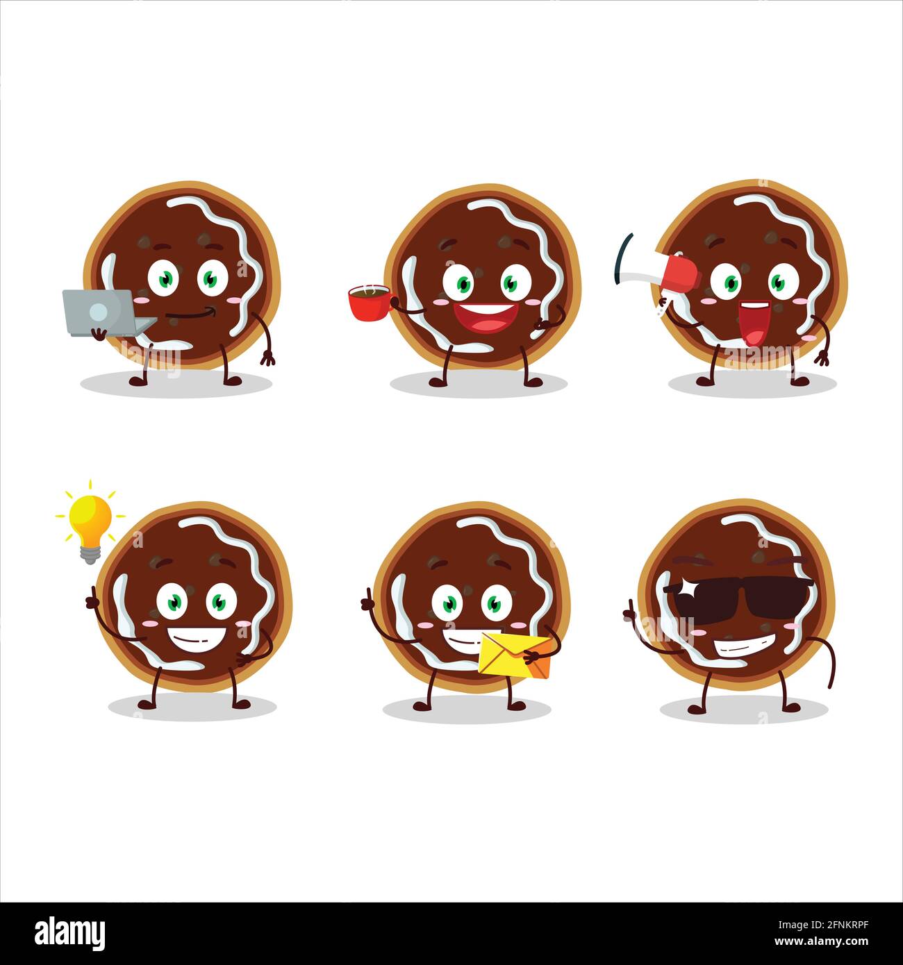 Cookies with jam cartoon character with various types of business ...