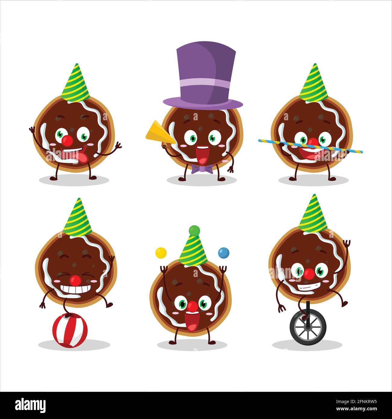 Cartoon character of cookies with jam with various circus shows. Vector ...