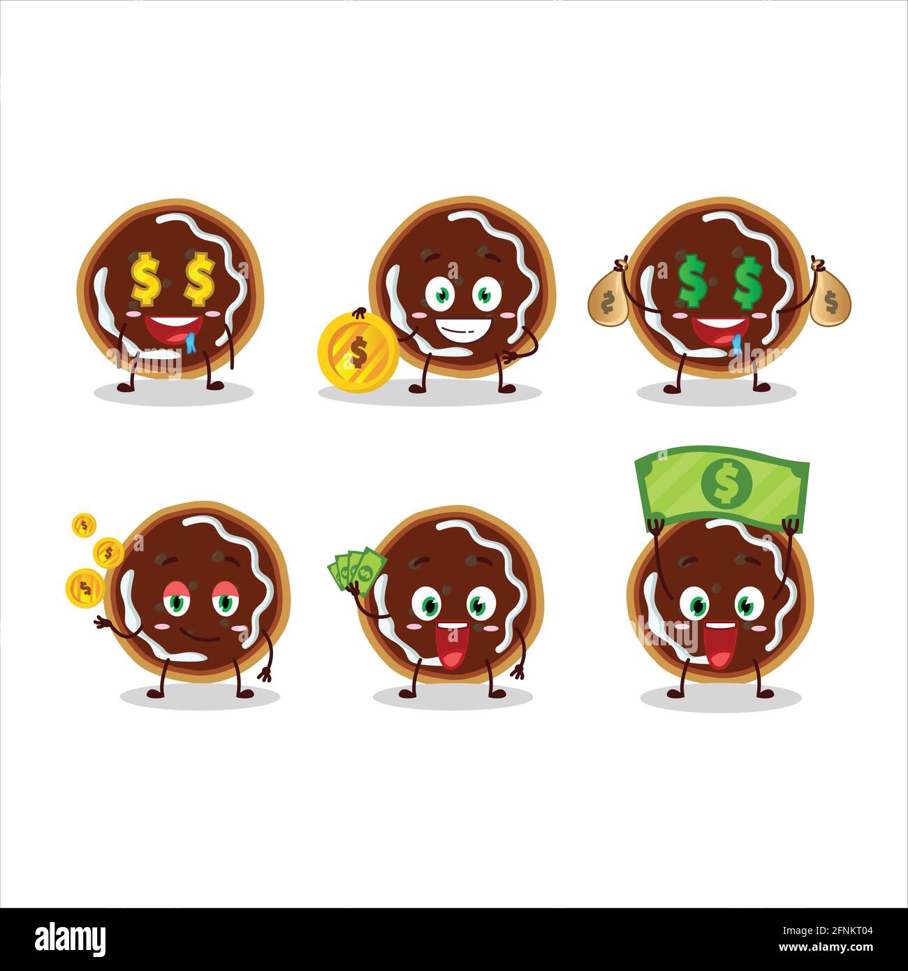Cookies with jam cartoon character with cute emoticon bring money ...